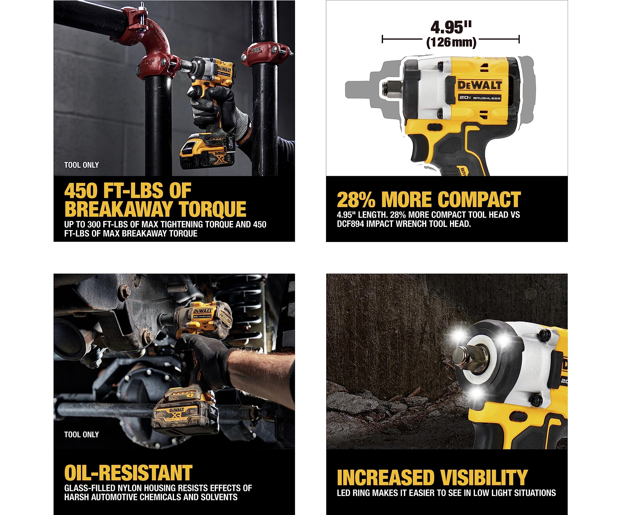 DEWALT ATOMIC 20V MAX* 1/4 in. Brushless Cordless 3-Speed Impact Driver one-pack Bare Tool (4Speed 3200IPM 1800IN*LB Brushless kit)