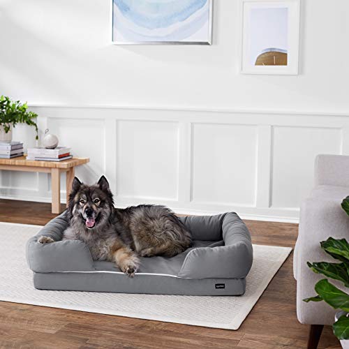 Amazon Basics Memory Foam Bolster Dog Bed, Large (44 x 36 Inches), Grey