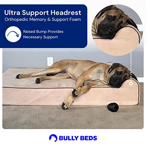 Bully beds Orthopedic Dog Bed - Memory Foam Dog Bed for Arthritic & Elderly Dogs - Machine Washable Dog Bed with Waterproof Liner - Large, 48 x 30 x 7 Inches - Gray