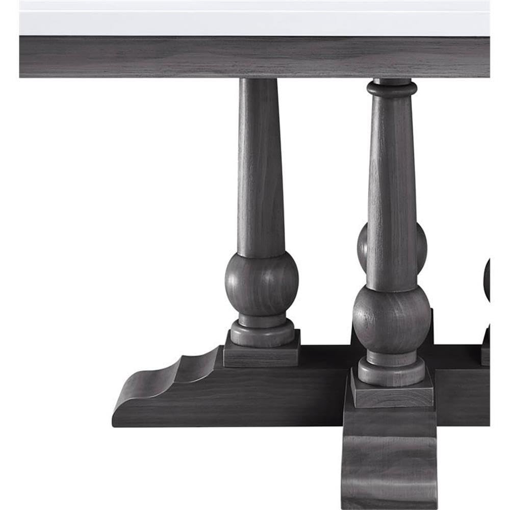 Acme Yabeina Artificial Marble Square Top Dining Table in White and Gray Oak