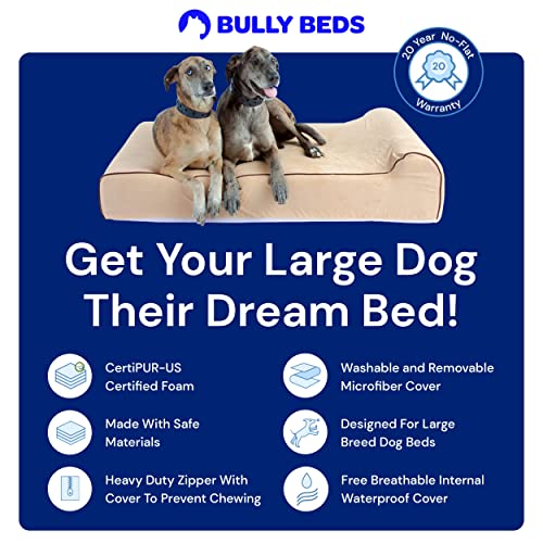 Bully beds Orthopedic Dog Bed - Memory Foam Dog Bed for Arthritic & Elderly Dogs - Machine Washable Dog Bed with Waterproof Liner - Large, 48 x 30 x 7 Inches - Gray