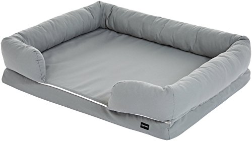 Amazon Basics Memory Foam Bolster Dog Bed, Large (44 x 36 Inches), Grey