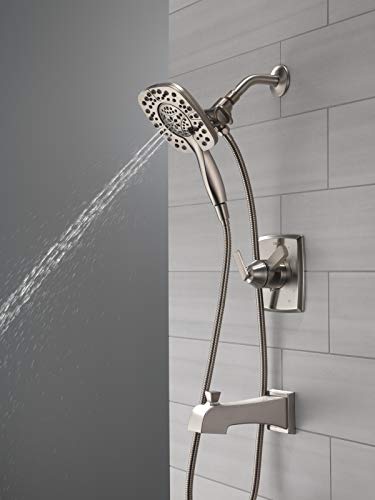 Delta Faucet Ashlyn 17 Series Dual-Function Tub and Shower Trim Kit with 2-Spray Touch-Clean In2ition 2-in-1 Hand Held Shower Head with Hose, Stainless T17464-SS-I (Valve Not Included)