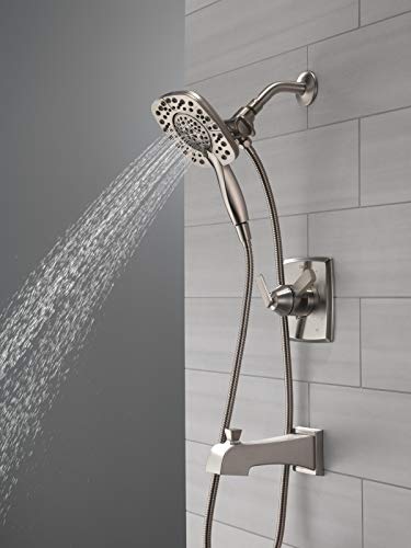Delta Faucet Ashlyn 17 Series Dual-Function Tub and Shower Trim Kit with 2-Spray Touch-Clean In2ition 2-in-1 Hand Held Shower Head with Hose, Stainless T17464-SS-I (Valve Not Included)