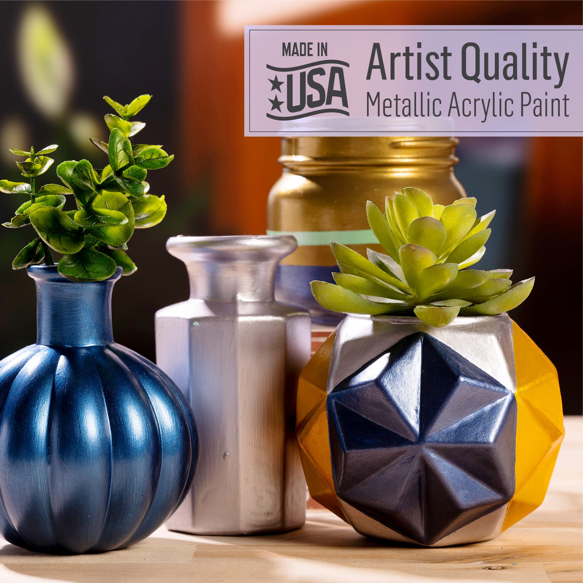 FolkArt Acrylic Metallic Paint, Non Toxic, 2 Fl Oz (Pack of 1), Pure Gold