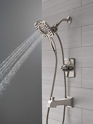 Delta Faucet Ashlyn 17 Series Dual-Function Tub and Shower Trim Kit with 2-Spray Touch-Clean In2ition 2-in-1 Hand Held Shower Head with Hose, Stainless T17464-SS-I (Valve Not Included)