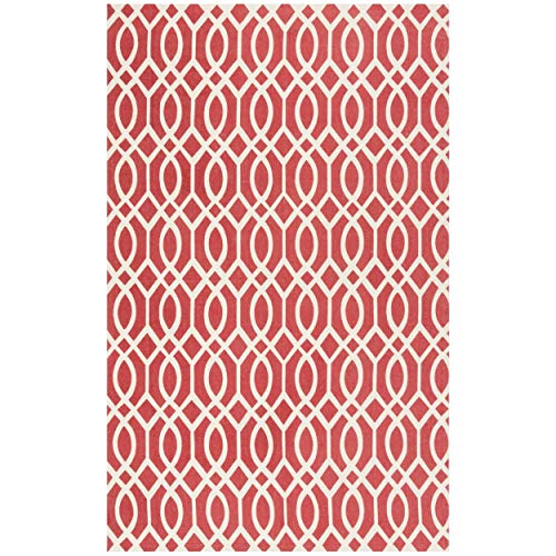 SAFAVIEH Cedar Brook Collection 5' x 8' Coral / Ivory CDR141G Handmade Geometric Cotton Area Rug