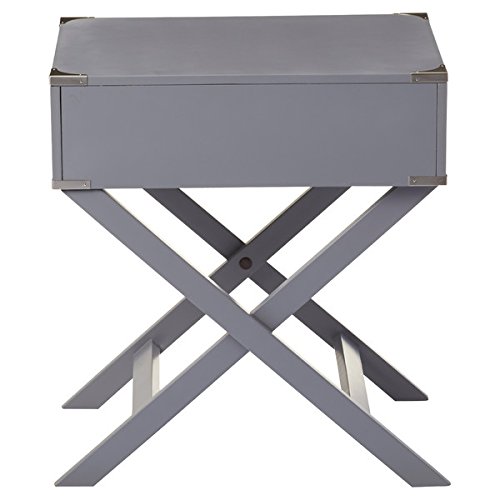 Mercury Row 100% Eye-catching and Durable Gray Neptune Campaign 1 Drawer End Table