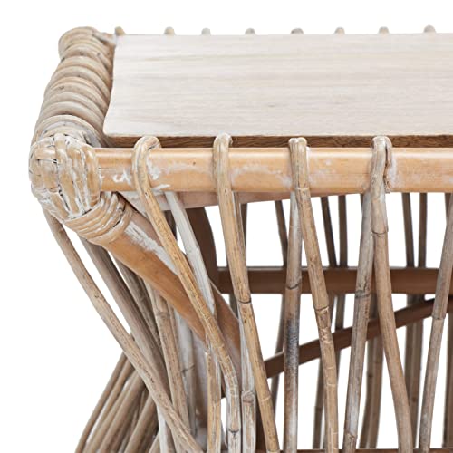 Safavieh Home Collection Gensho Rattan Coffee Table, White/Grey Wash