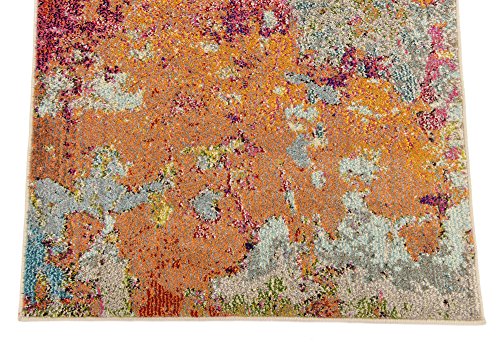 Unique Loom Chromatic Collection Modern Over-Dyed & Vibrant Abstract Area Rug for Any Home Décor, 2 ft 7 in x 10 ft, Multi/Beige
