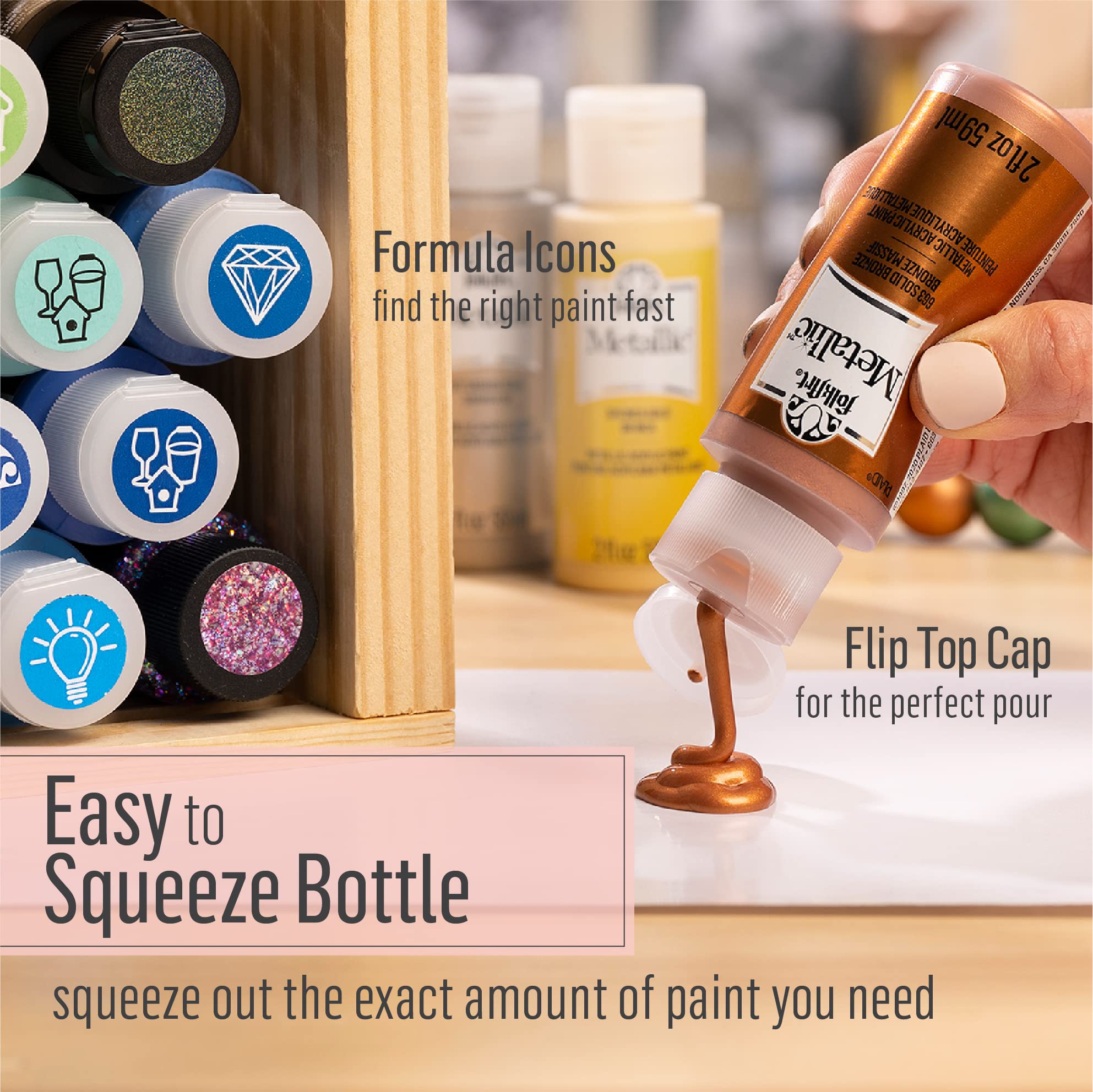FolkArt Acrylic Metallic Paint, Non Toxic, 2 Fl Oz (Pack of 1), Pure Gold
