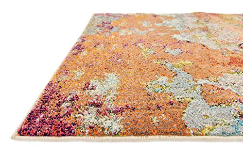 Unique Loom Chromatic Collection Modern Over-Dyed & Vibrant Abstract Area Rug for Any Home Décor, 2 ft 7 in x 10 ft, Multi/Beige