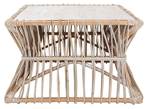 Safavieh Home Collection Gensho Rattan Coffee Table, White/Grey Wash