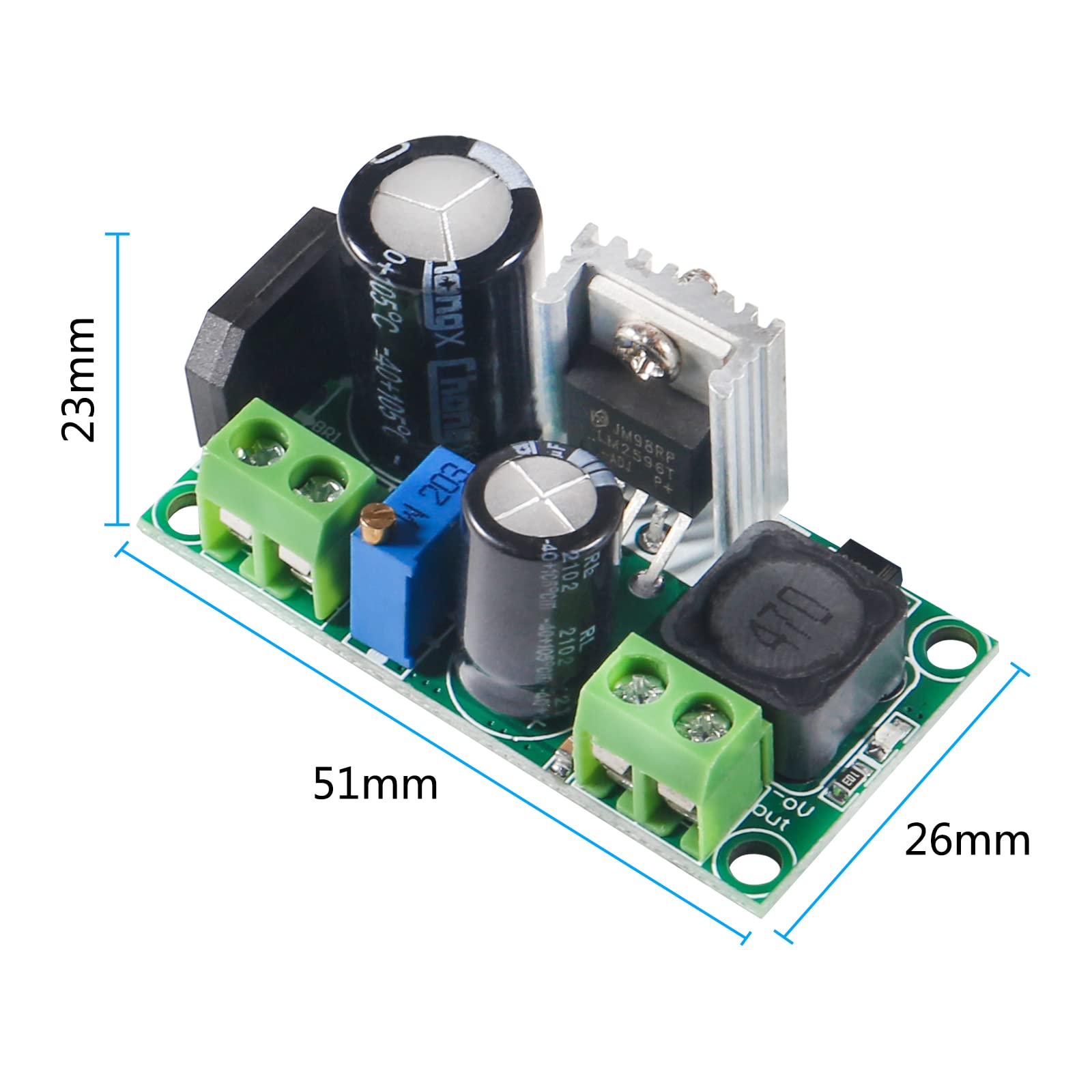 QCCAN 4PCS LM2596HV AC/DC to DC Step Down Buck Converter Module, Adjustable AC 5-30V DC 5-48V 24V 36V 48V to DC 2.5-35V 12V Step-Down 2A Power Supply Module