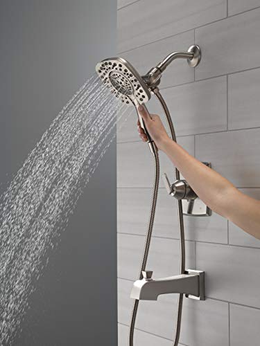 Delta Faucet Ashlyn 17 Series Dual-Function Tub and Shower Trim Kit with 2-Spray Touch-Clean In2ition 2-in-1 Hand Held Shower Head with Hose, Stainless T17464-SS-I (Valve Not Included)