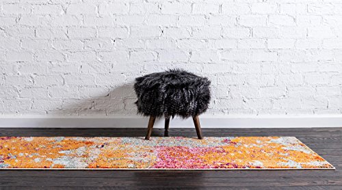 Unique Loom Chromatic Collection Modern Over-Dyed & Vibrant Abstract Area Rug for Any Home Décor, 2 ft 7 in x 10 ft, Multi/Beige
