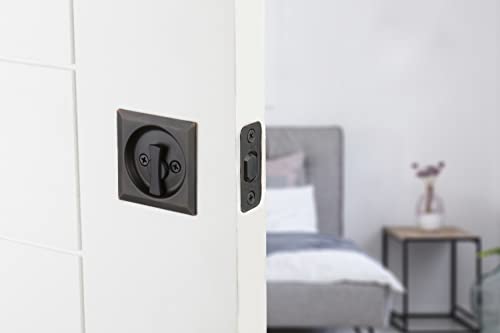 Kwikset 335SQT-514 Privacy Pocket Door Locks, Matte Black