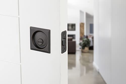 Kwikset 335SQT-514 Privacy Pocket Door Locks, Matte Black