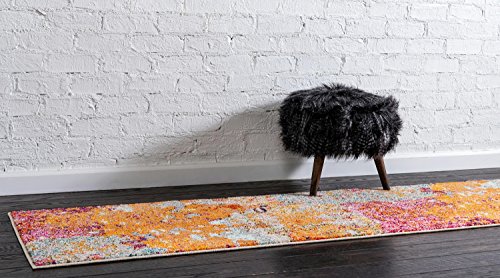 Unique Loom Chromatic Collection Modern Over-Dyed & Vibrant Abstract Area Rug for Any Home Décor, 2 ft 7 in x 10 ft, Multi/Beige
