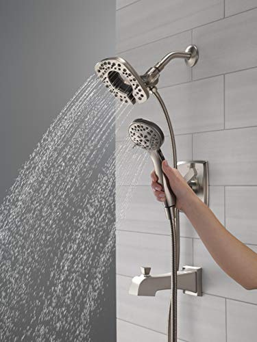 Delta Faucet Ashlyn 17 Series Dual-Function Tub and Shower Trim Kit with 2-Spray Touch-Clean In2ition 2-in-1 Hand Held Shower Head with Hose, Stainless T17464-SS-I (Valve Not Included)