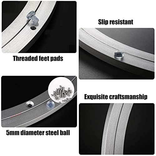 8/12/32 Inch Heavy Duty Steel Lazy Susan Bearing,Heavy Duty Aluminium Rotating Lazy Susan Turntable,360 Degree Rotating Turn Table Ring,Various sizes to choose from (Color : Silver, Size : 350mm (14