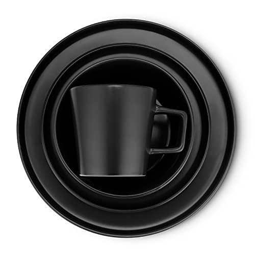 Stone Lain Coupe Dinnerware Set,16 Piece, Service For 4, Black Matte