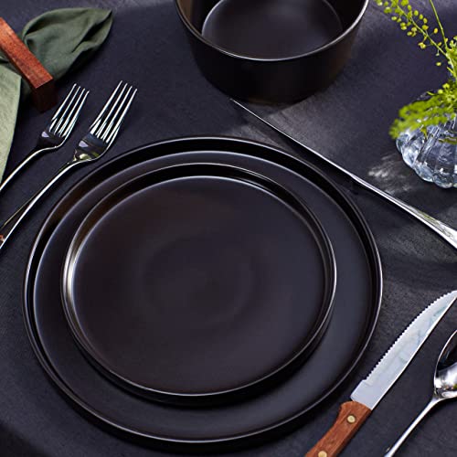 Stone Lain Coupe Dinnerware Set,16 Piece, Service For 4, Black Matte