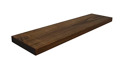 Joelโs Antiques, 2" Thick x 12" Deep, Floating Shelf, Heavy Duty, Easy Hang, Solid Wood, Rustic/Contemporary, USA Handmade, 60", Medium Brown