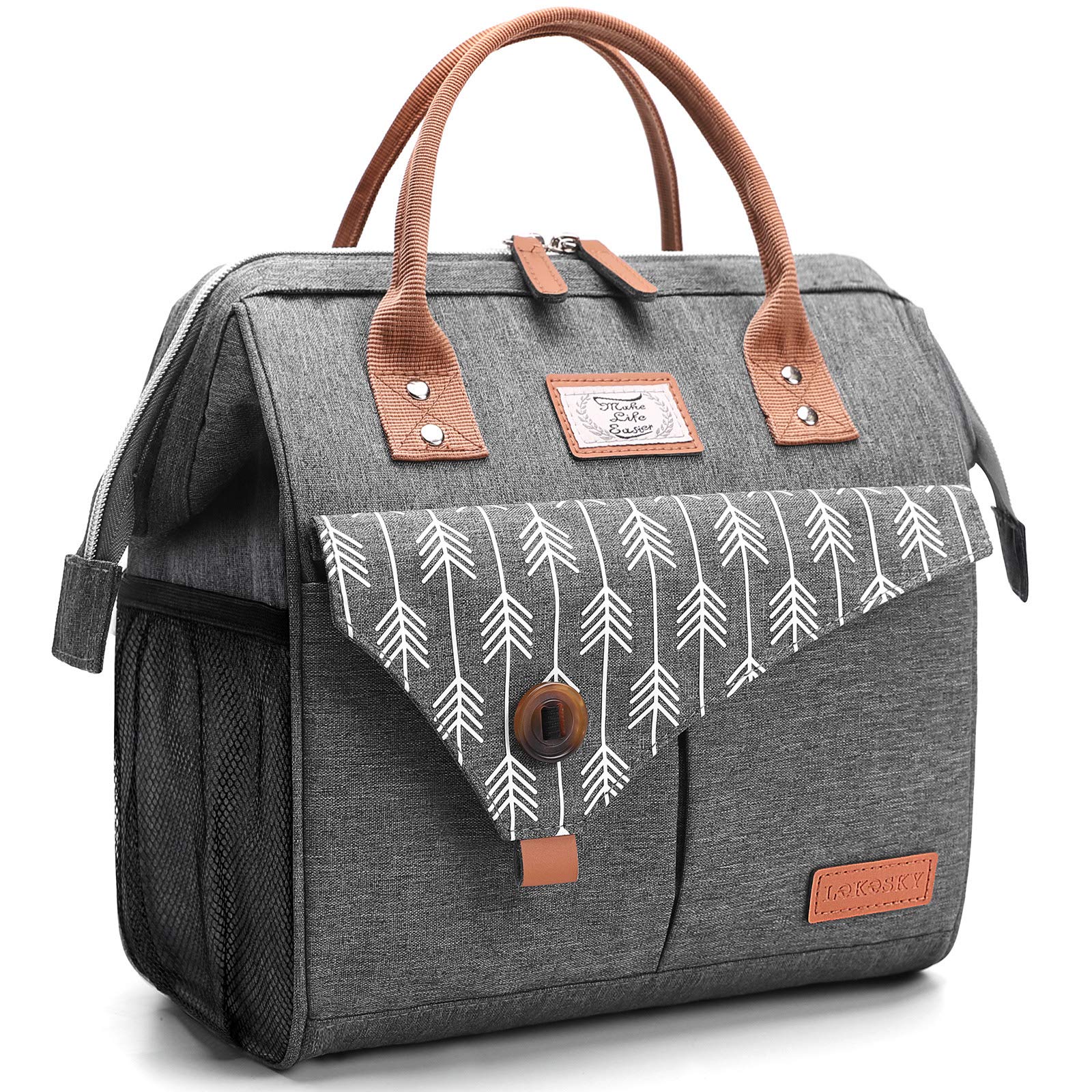 Lekesky Lunch Bag for Women Insulated Lunch Box Leakproof Lunchbox for Adult Work, Grey