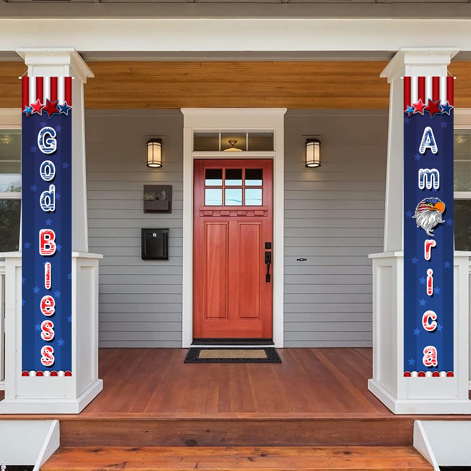 God Bless America Banner Patriotic Porch Decorations National Independence Day Hanging Flags Porch Sign American Memorial Day Party Supplies