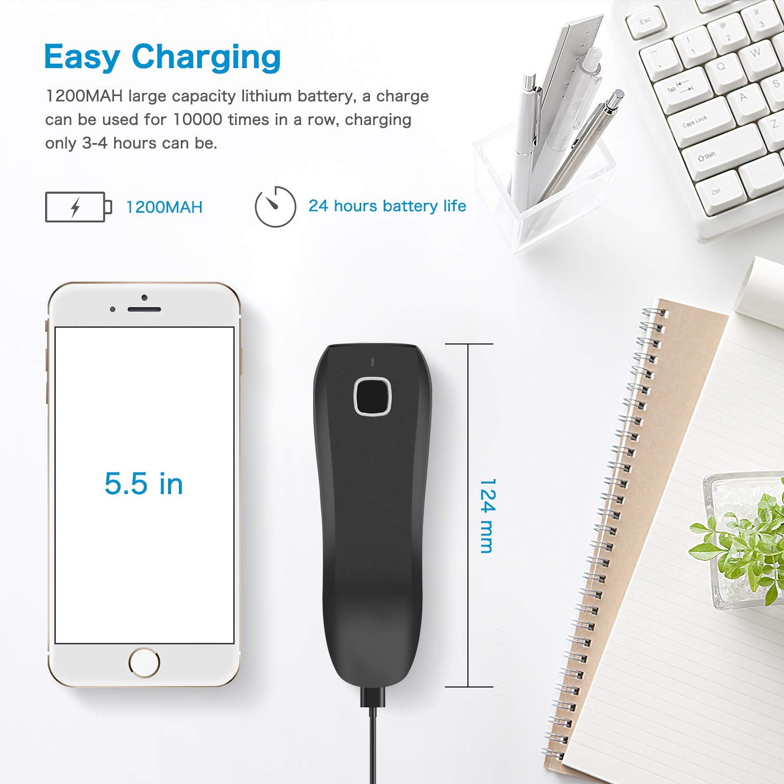 NETUM Bluetooth Mini 2D Barcode Scanner, 3-in-1 Pocket Automatic Wireless QR Bar Code Scanning Work with Windows, Android, iOS, Tablets or Computers - C990