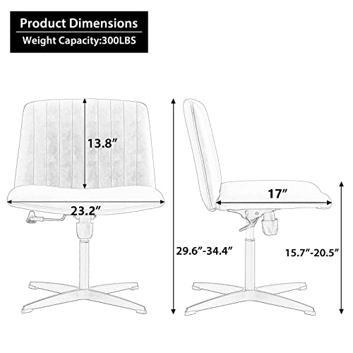 gopop Swivel armless Chair No Wheels,Office Desk Chair with Fabric Padded,Height Adjustable Wide Seat Computer for Home Office,Mid Back Accent Chair (Beige)