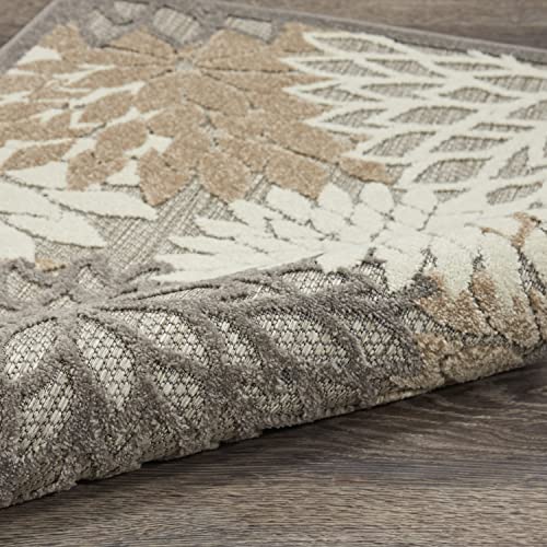 Nourison Aloha Indoor/Outdoor Natural 7' x 10' Area-Rug, Easy-Cleaning, Non Shedding, Bed Room, Living Room, Dining Room, Deck, Backyard, Patio (7x10)