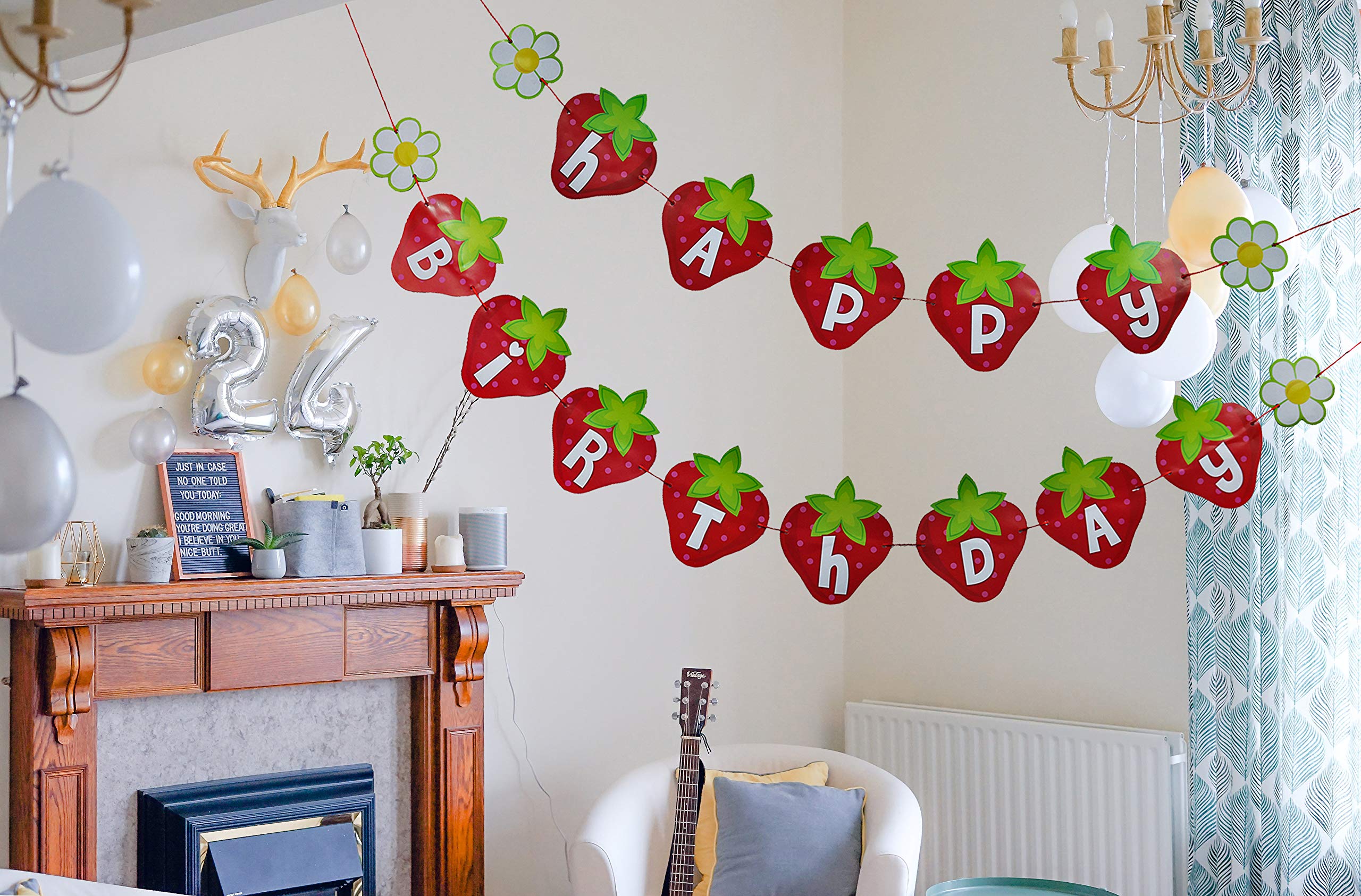 Strawberry Birthday Garland Banner - 6 ft