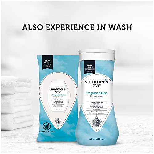 Summer’s Eve Fragrance Free Gentle Daily Feminine Wipes, pH balanced, 32 Count