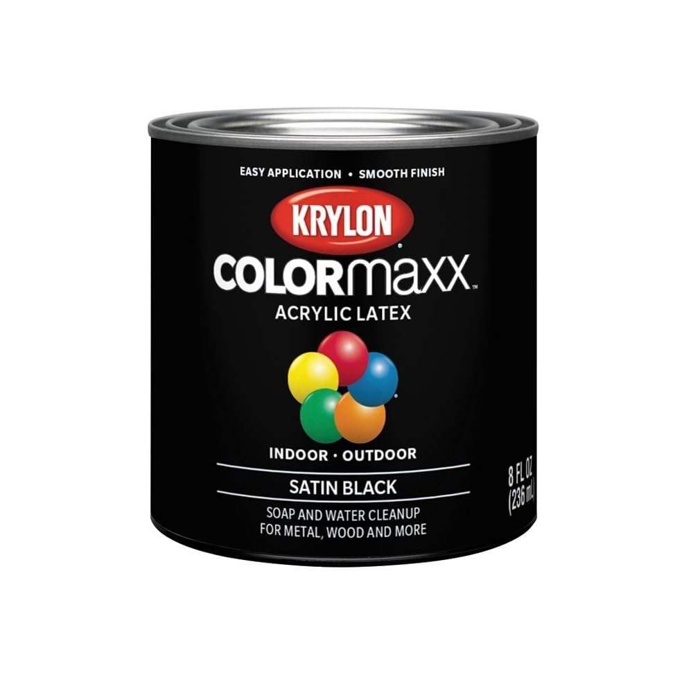 1/2 pt Krylon K05613007 Black COLORmaxx Paint & Primer, Satin