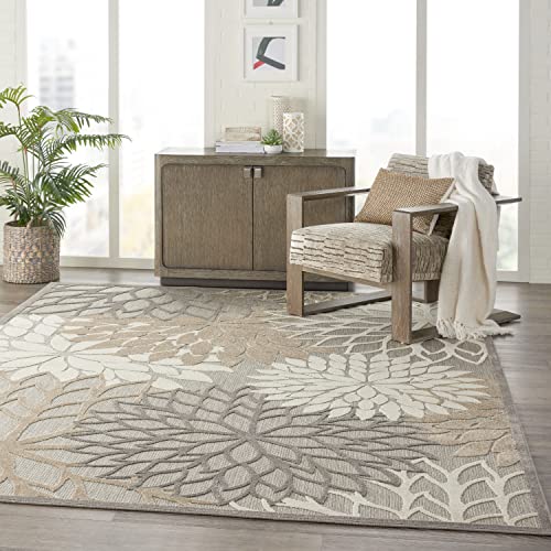 Nourison Aloha Indoor/Outdoor Natural 7' x 10' Area-Rug, Easy-Cleaning, Non Shedding, Bed Room, Living Room, Dining Room, Deck, Backyard, Patio (7x10)