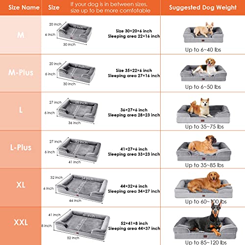 EHEYCIGA Memory Foam Large Dog Bed with Sides, Waterproof Orthopedic Dog Beds for Large Dogs, Non-Slip Bottom and Egg-Crate Foam Large Dog Couch Bed with Washable Removable Cover