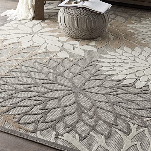 Nourison Aloha Indoor/Outdoor Natural 7' x 10' Area-Rug, Easy-Cleaning, Non Shedding, Bed Room, Living Room, Dining Room, Deck, Backyard, Patio (7x10)