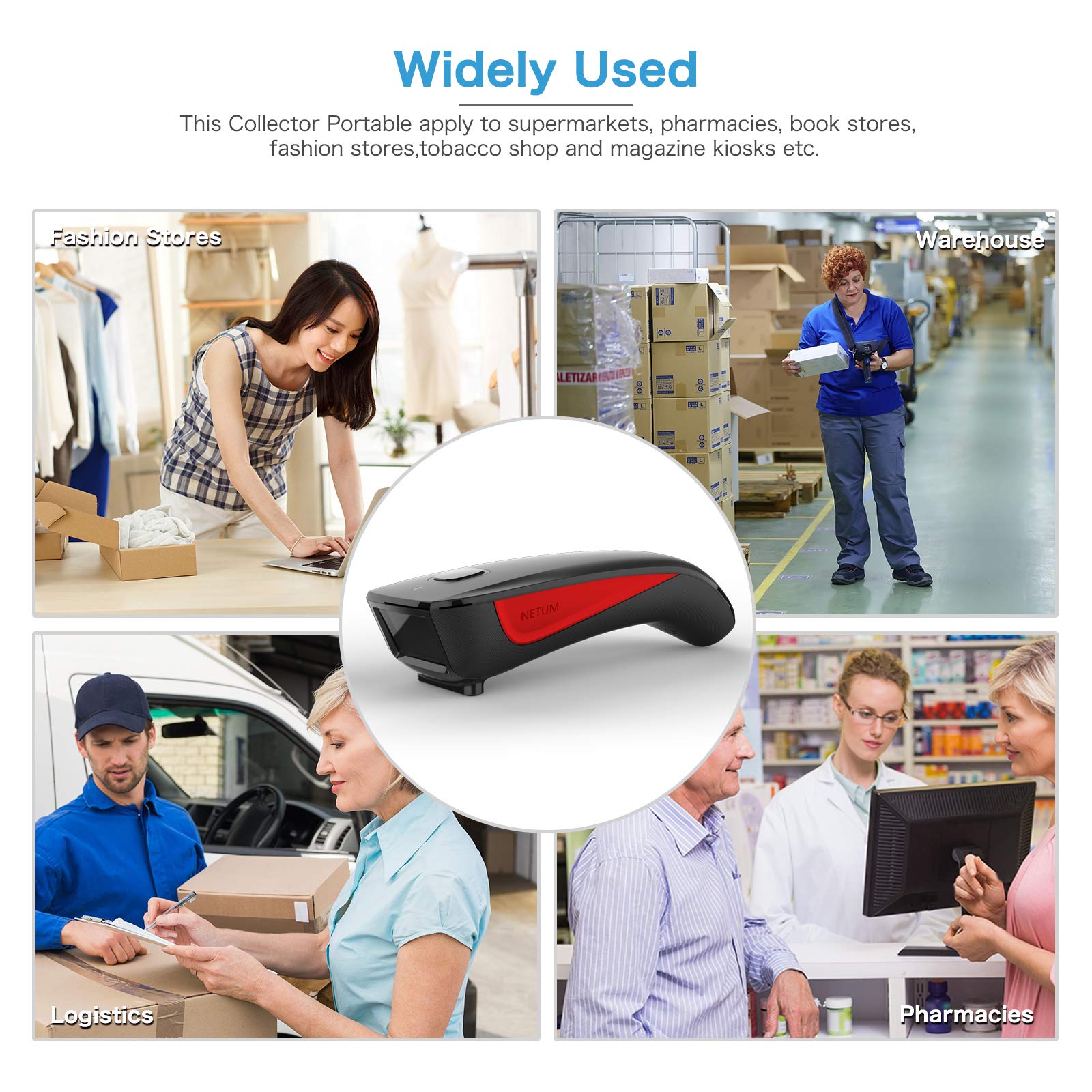 NETUM Bluetooth Mini 2D Barcode Scanner, 3-in-1 Pocket Automatic Wireless QR Bar Code Scanning Work with Windows, Android, iOS, Tablets or Computers - C990