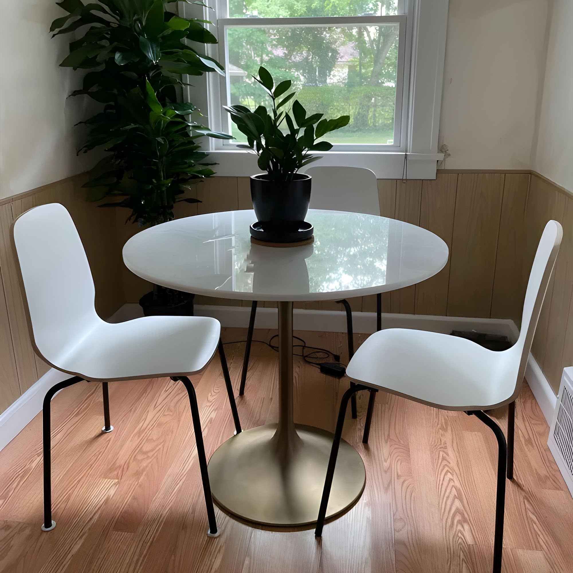 White Marble Top and Gold Tulip Dining Table, Mid Century Modern Dining Table, Dining Room Table, Kitchen Dining Table for Living Room Home Decor