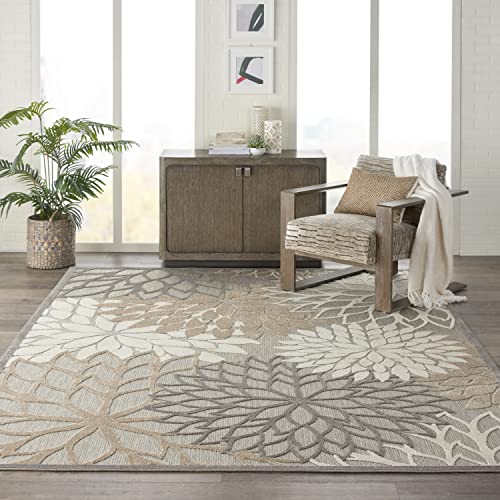 Nourison Aloha Indoor/Outdoor Natural 7' x 10' Area-Rug, Easy-Cleaning, Non Shedding, Bed Room, Living Room, Dining Room, Deck, Backyard, Patio (7x10)