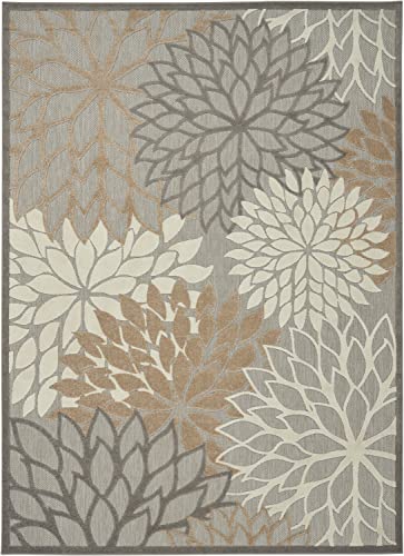 Nourison Aloha Indoor/Outdoor Natural 7' x 10' Area-Rug, Easy-Cleaning, Non Shedding, Bed Room, Living Room, Dining Room, Deck, Backyard, Patio (7x10)