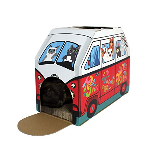 American Cat Club Cat House with Scratcher & Catnip included - Retro Van