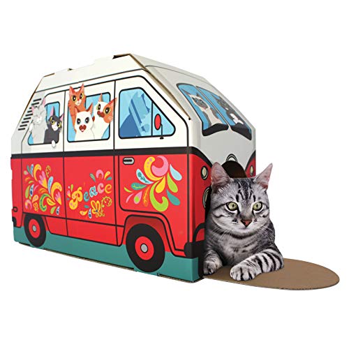 American Cat Club Cat House with Scratcher & Catnip included - Retro Van