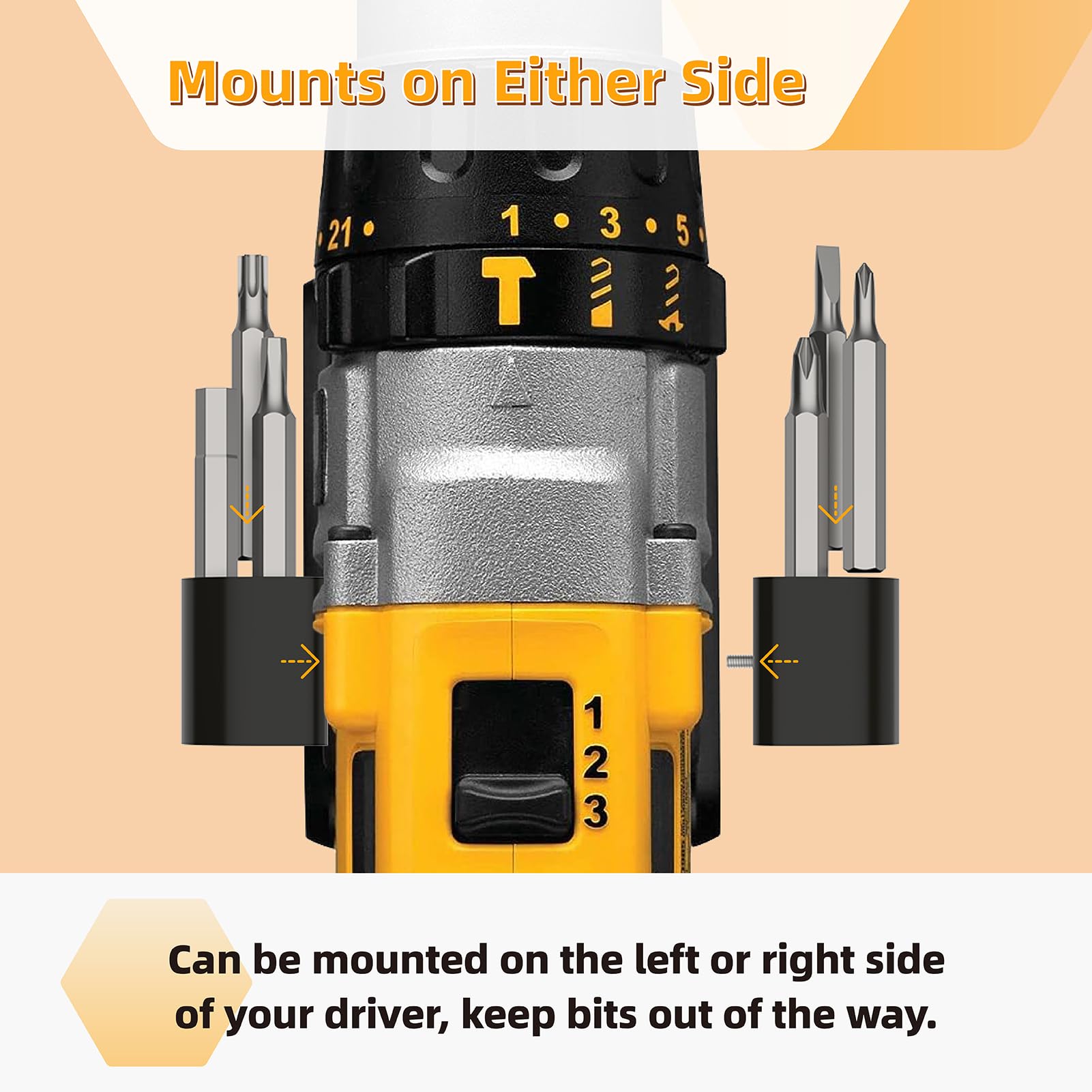 20V Drill Bit Holder Compatible with DeWalt Impact Driver Tool Organizer Holds 6 Bits
