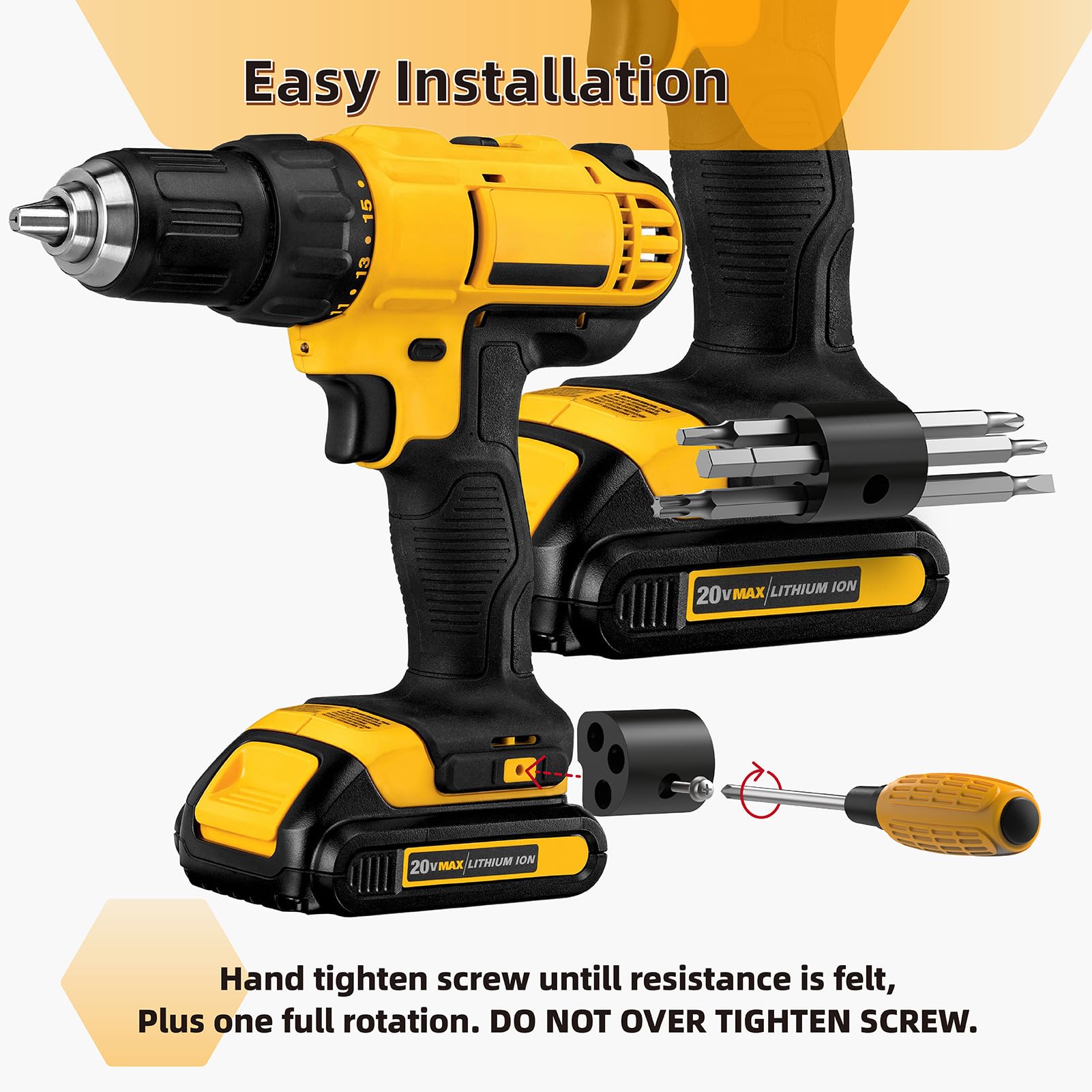 20V Drill Bit Holder Compatible with DeWalt Impact Driver Tool Organizer Holds 6 Bits