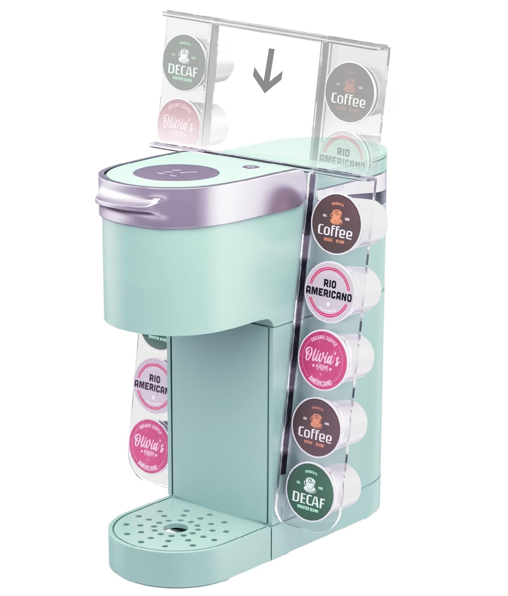 Gevoli K Cup Organizer for Single Serve Keurig K-Mini and K Mini PLUS Coffee Makers - Space Saving Modern Acrylic Kcup Pod Holder (10 Pod Capacity)
