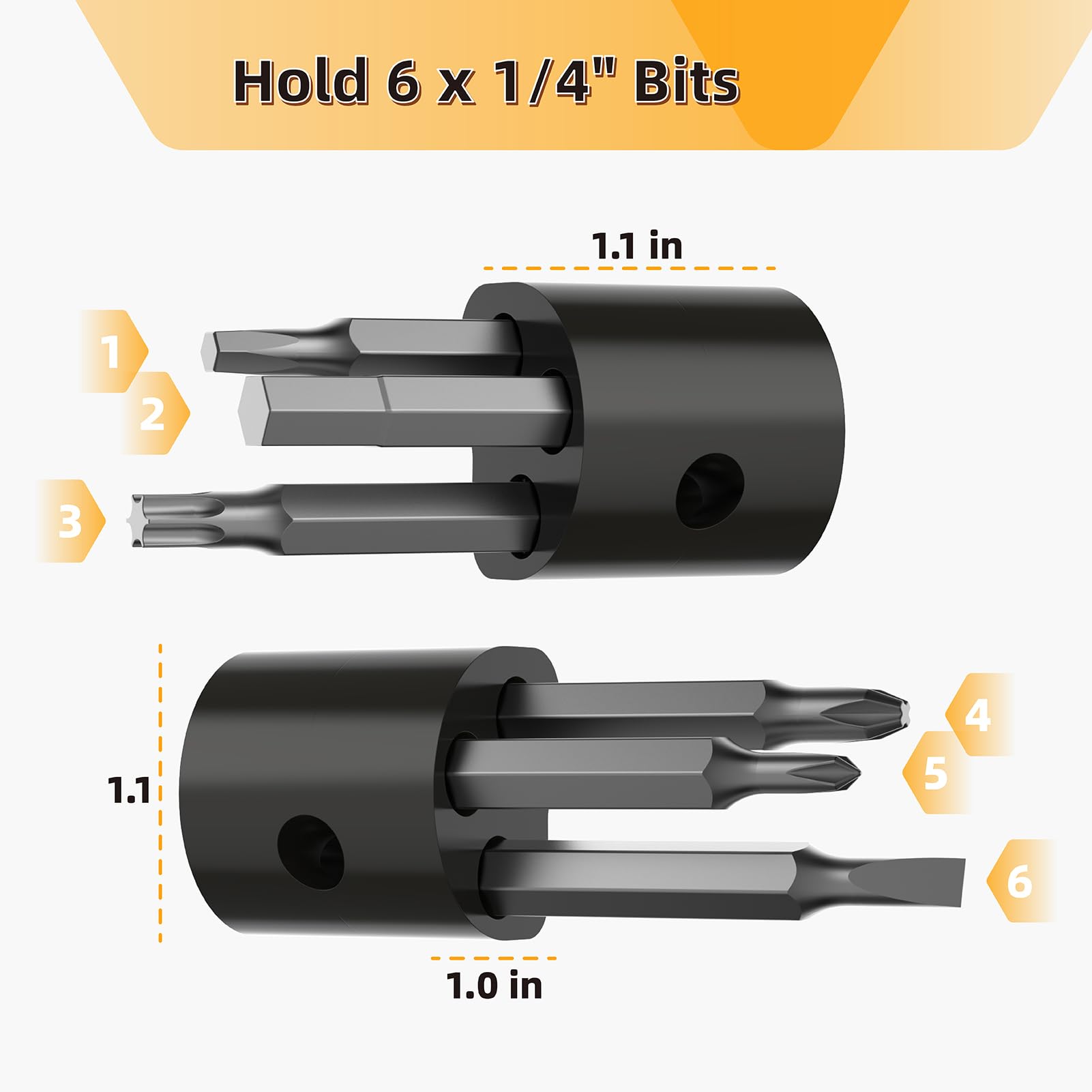 20V Drill Bit Holder Compatible with DeWalt Impact Driver Tool Organizer Holds 6 Bits