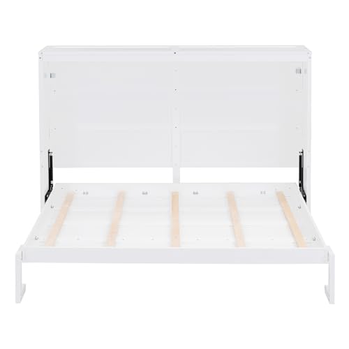 CJLMN Muti-Functional Design Full Size Murphy Bed Wall Bed with Space-Saving,Hide a Bed on a Cabinet,for Guest Room Home Office (White)